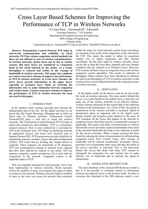 Pdf Cross Layer Based Schemes For Improving The Performance Of Tcp In