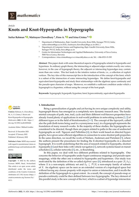 Pdf Knots And Knot Hyperpaths In Hypergraphs