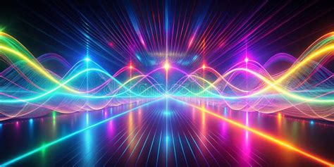 Abstract Neon Waveform Pathway Vibrant Energy And Dynamic Light Trails Generative Ai Stock
