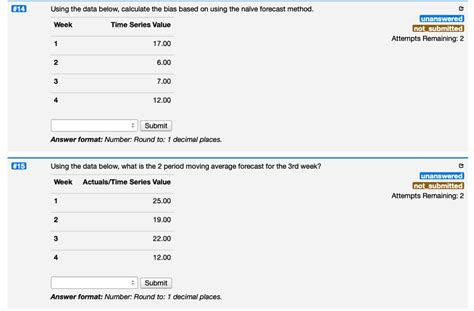 solved using the data below calculate the bias based on using the naive forecast method week