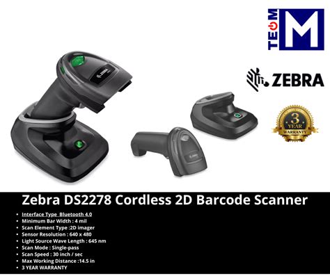 Zebra Ds2278 Cordless 2d Barcode Scanner