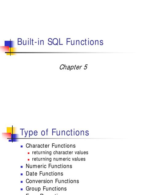 Chapter 05 Built In Sql Functions Pdf Pdf Parameter Computer