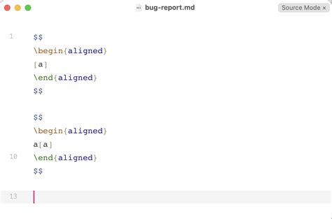 Square Brackets Not Shown In Aligned Environment · Issue 5307 · Typora