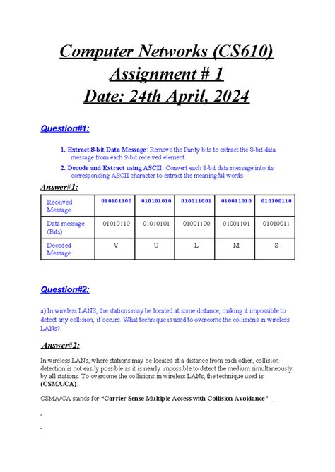 Cs Assignment For Practice Materials Computer Networks