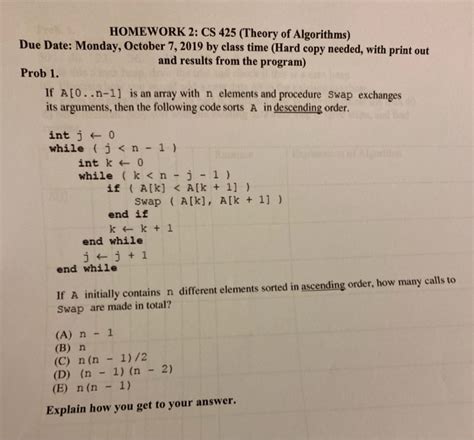 Solved Homework 2 Cs 425 Theory Of Algorithms Due Date