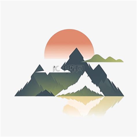 彩色简笔画山水日出手绘元素免抠素材图片免费下载 千库网