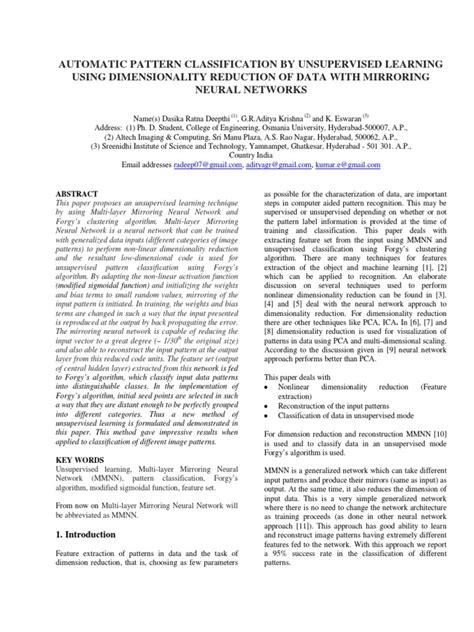 Automatic Pattern Classification By Unsupervised Learning Using