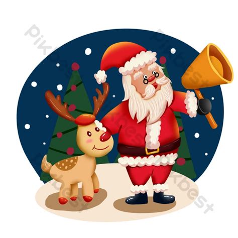 ภาพการ์ตูนซานตาคลอสของขวัญคริสต์มาสต้นคริสต์มาสองค์ประกอบกวาง เทมเพลต แบบ Psd ดาวน์โหลดฟรี Pikbest