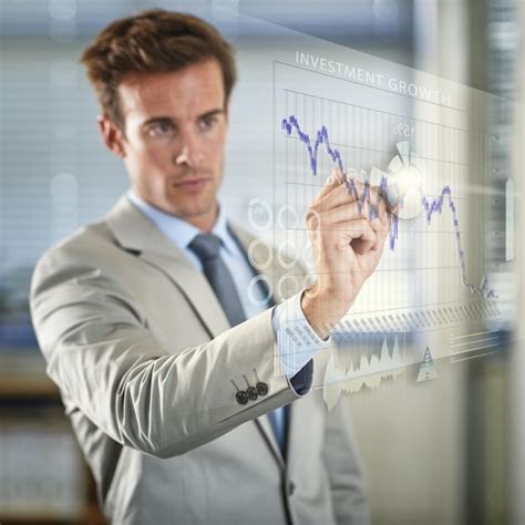 Premium Photo Hologram Business And Man With Charts Futuristic And