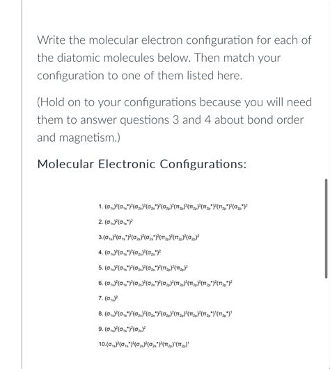 Solved Write The Molecular Electron Configuration For Each