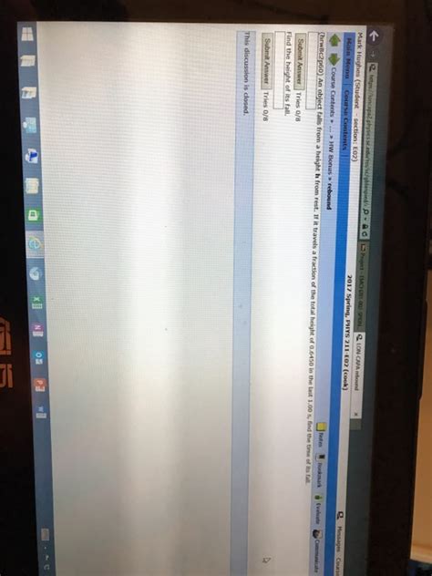 Solved An Object Falls From A Height H From Rest If It Chegg