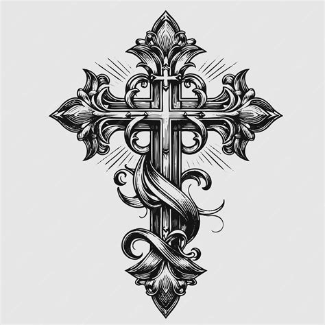 Premium Vector Religous Cross Symbol Black Tattoo Vector