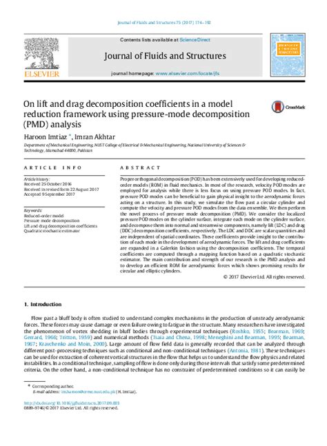 Pdf On Lift And Drag Decomposition Coefficients In A Model Reduction Framework Using Pressure