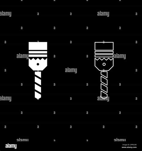Drill With Cartridge Bit Stationary Use Set Icon White Color Vector Illustration Image Solid