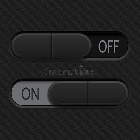 On And Off Slider Switch Buttons Black 3d Oval Icons Stock Vector Illustration Of Interface