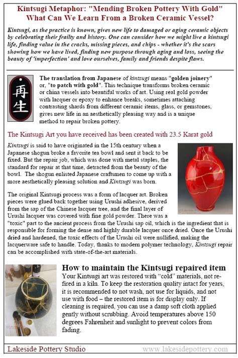 Kintsugi Flyer Included With Our Sold Kintsugi Art