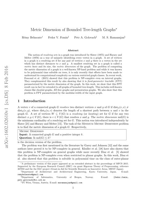Pdf Metric Dimension Of Bounded Tree Length Graphs