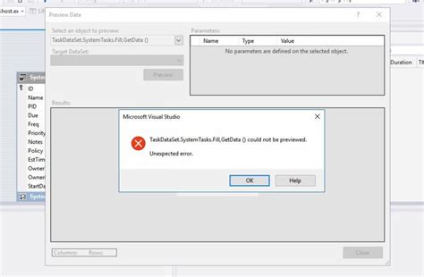 Visual Studio Preview Data Unexpected Error Stack Overflow