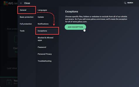 adding application exception to avg firewall