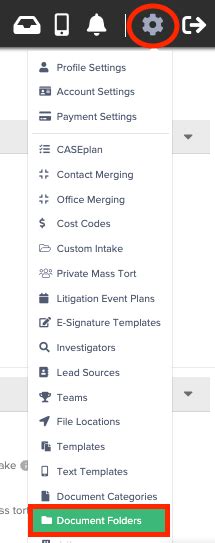 create document folder templates casepeer