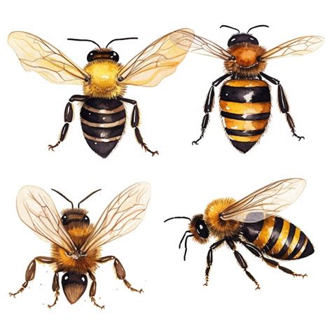 Four Different Types Of Bees Are Shown On A White Background Generative Ai Premium AI