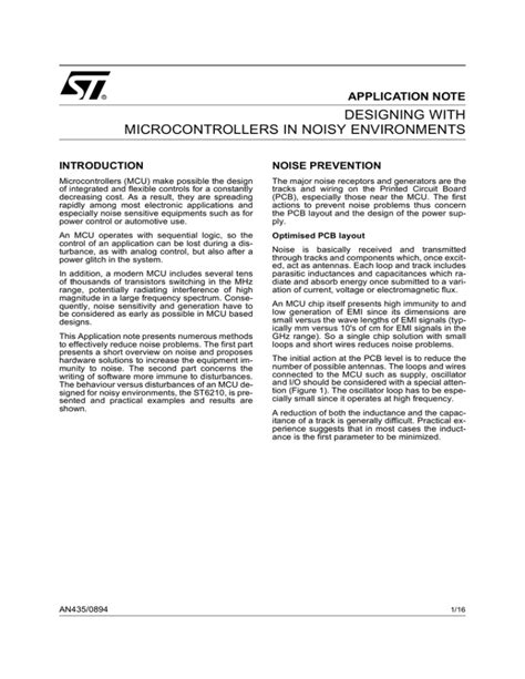 Designing With Microcontrollers In Noisy Environments