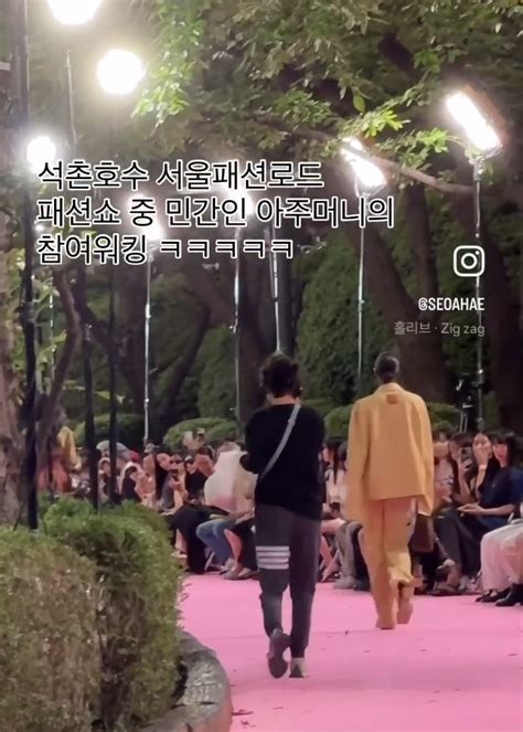 석촌호수 서울패션로드 패션쇼 워킹중 민간인 아줌마의 참여워킹 상황 ㄷㄷㄷ 영상 짤뉴스