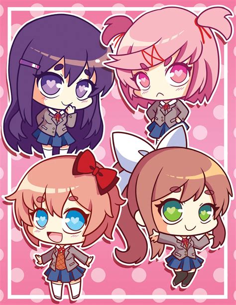 Monika Yuri Natsuki And Sayori Doki Doki Literature Club Drawn By