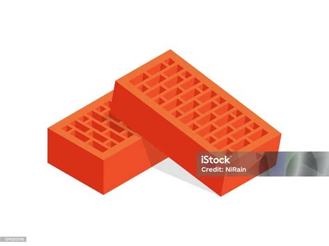 만화 벡터 플랫 일러스트 오렌지 벽돌 흰색에 격리 된 사실적인 벡터 빨간색 벽돌 아이콘 그림입니다 로고 템플릿 인포그래픽 및 디자인 게임을 위한 3d 등위메트릭 벡터 빨간색