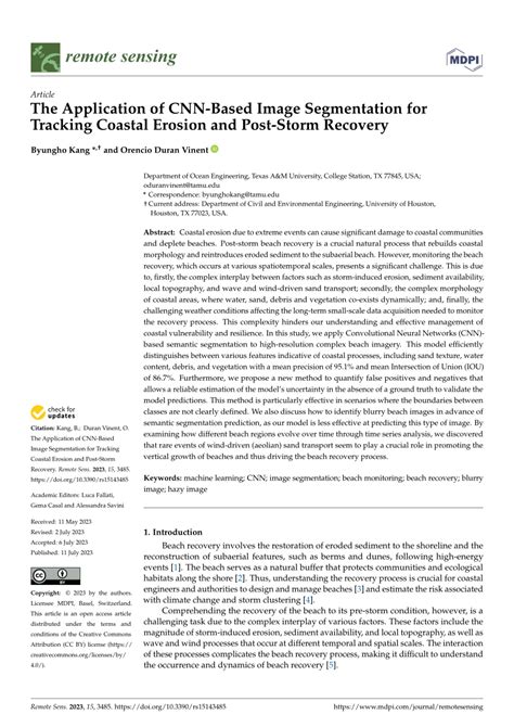 pdf the application of cnn based image segmentation for tracking coastal erosion and post