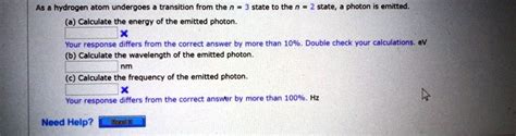 Hydrogen Atom Undergoes Transition From The Calculate… Solvedlib