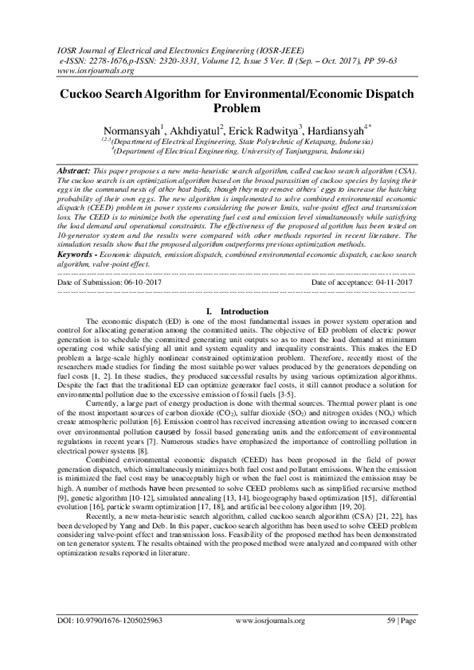 Pdf Cuckoo Search Algorithm For Environmentaleconomic Dispatch Problem