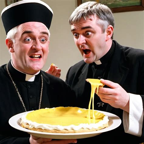 Father Ted Playful Priest Throwing A Custard Pie In