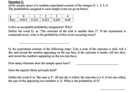 Solved Question 2 Athe Sample Space Of A Random Experiment