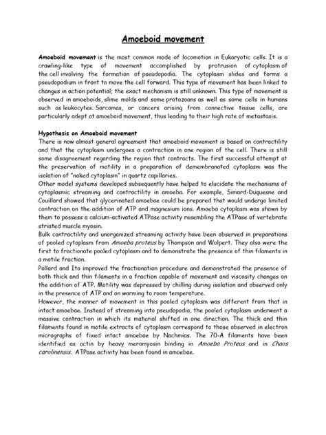 Amoeboid Movement Pdf Histology Cell Anatomy
