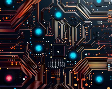 Digital Circuits Flat Design Front View Electronic Patterns Animation Complementary Color Scheme