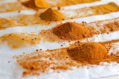Closeup Of Tumeric Powder Spice On A Spoon Premium Ai Generated Image