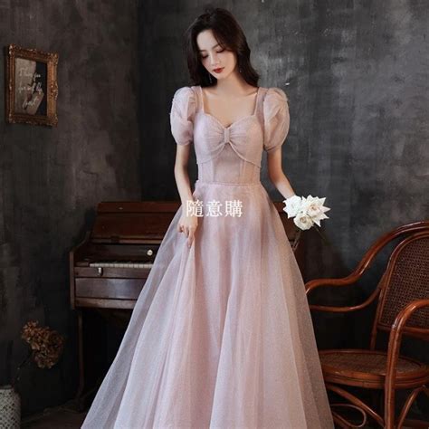 法式晚禮服新款2023爆款宴會晚會名媛生日禮服女細閃小眾平時可穿 隨意購 Yahoo拍賣