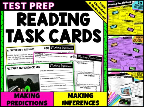 making inferences and predictions reading task cards teaching resources