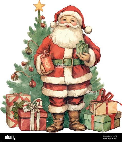 Detailed Vintage Old Kawaii Santa With Ts Snowman Full Body