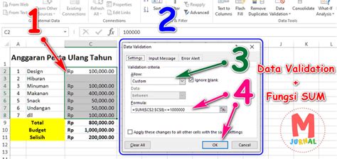 4 Contoh Cara Menggunakan Rumus Data Validation Excel M Jurnal