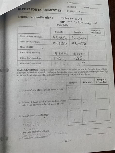 solved name section instructor date report for experiment 22