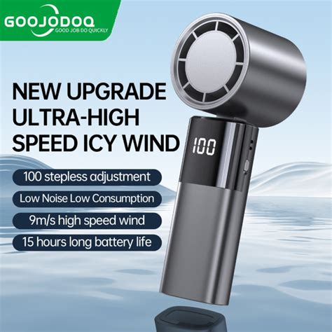 Goojodoq Mah High Speed Mini Fan Portable Fan Gear Wind Foldable Digital Display
