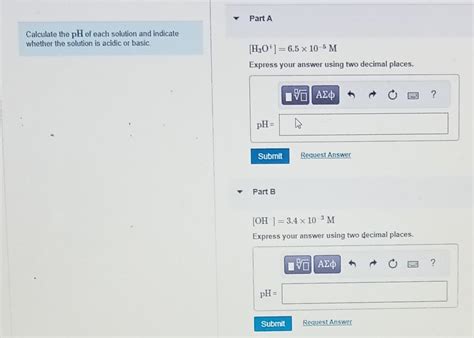 Solved Calculate The PH Of Each Solution And Indicate Chegg Com