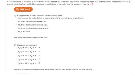 Solved Random Sample Of 36 Values Is Drawn From A