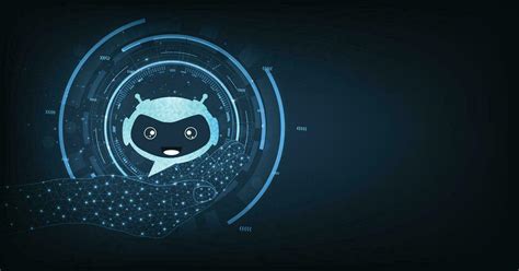 Online Robot Chatbot Head Icon Style Vector Illustration On Dark Blue