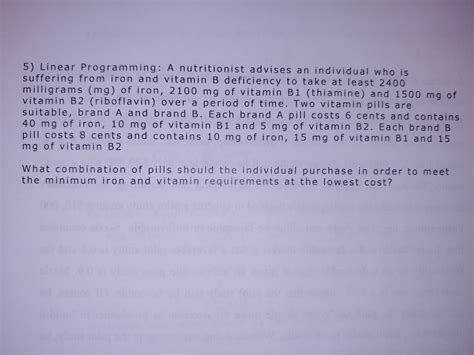 solved 5 linear programming a nutritionist advises an