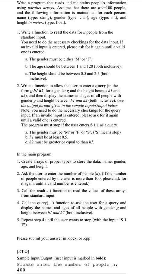 Solved Write A Program That Reads And Maintains Peoples
