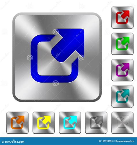 Export Symbol With Upper Right Arrow Rounded Square Steel Buttons Stock