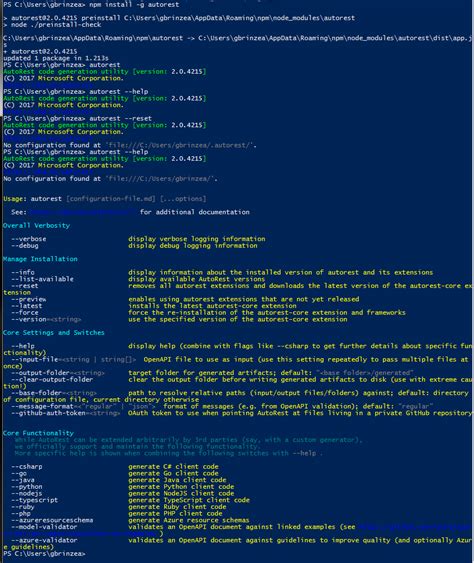 Autorest Shows Almost No Output After Installing From Npm · Issue 2749 · Azureautorest · Github